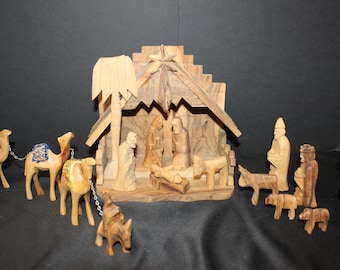 Wood Carved Nativity Set - Etsy