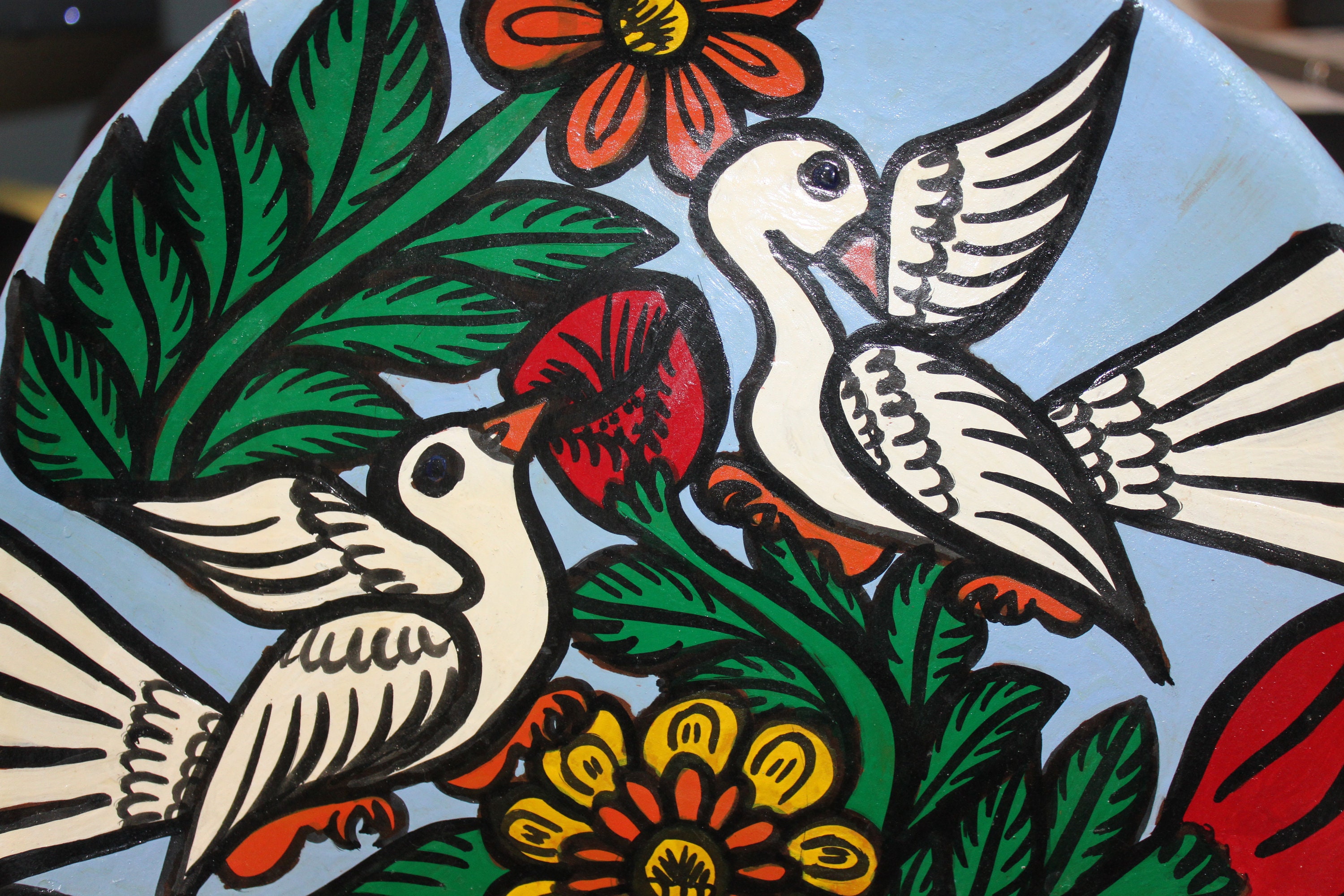 Hand Painted Terra Cota Plate With Birds and Flowers - Etsy