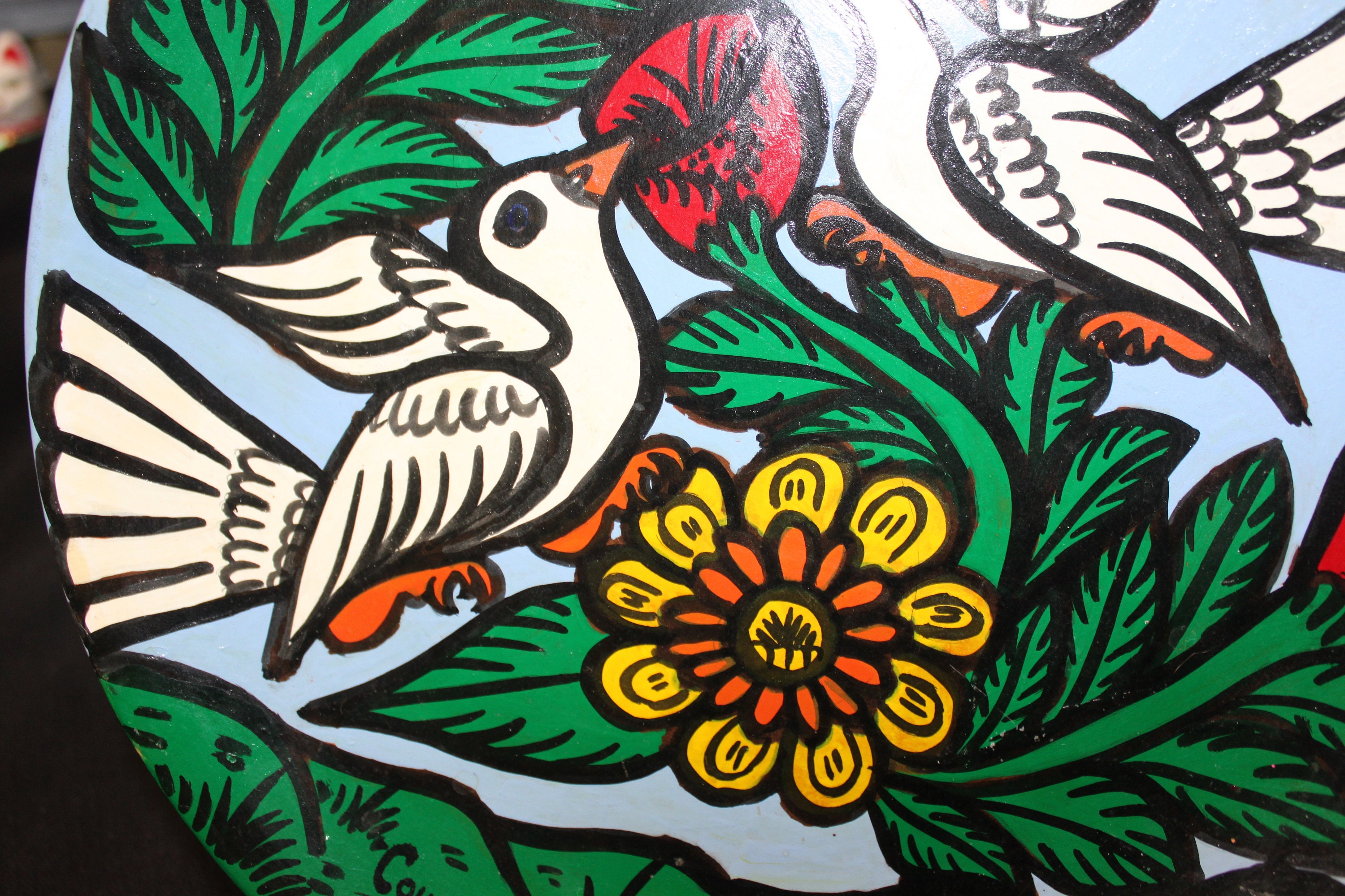 Hand Painted Terra Cota Plate With Birds and Flowers - Etsy