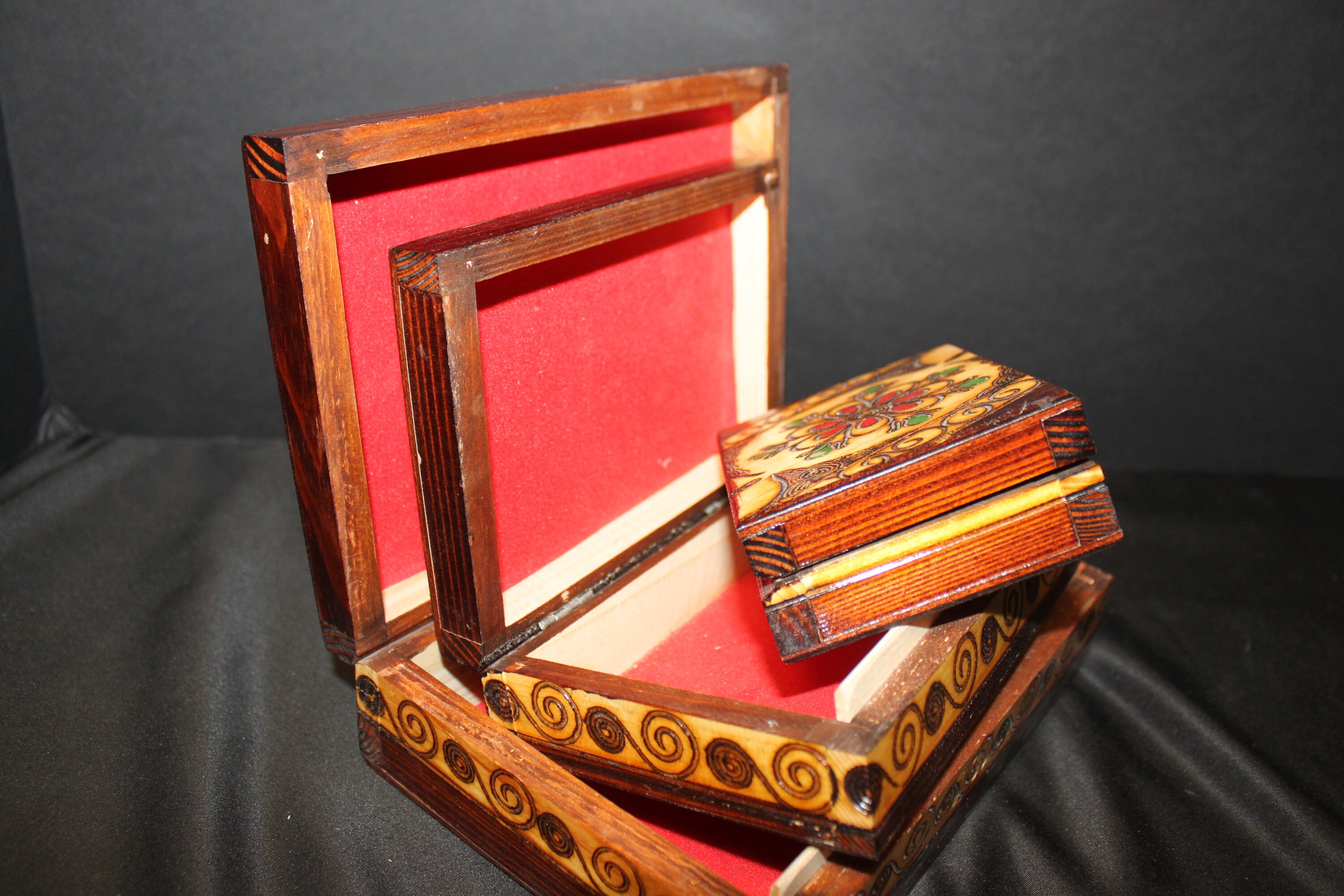 Vintage Hand Carved Wooden Nesting Box, Set of 3 - Etsy