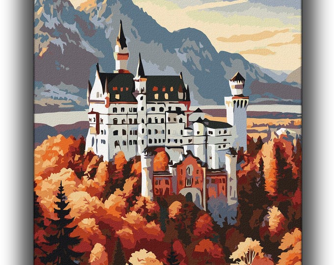 Painting by Numbers Neuschwanstein Castle – Autumn Alps – DIY Set for ...