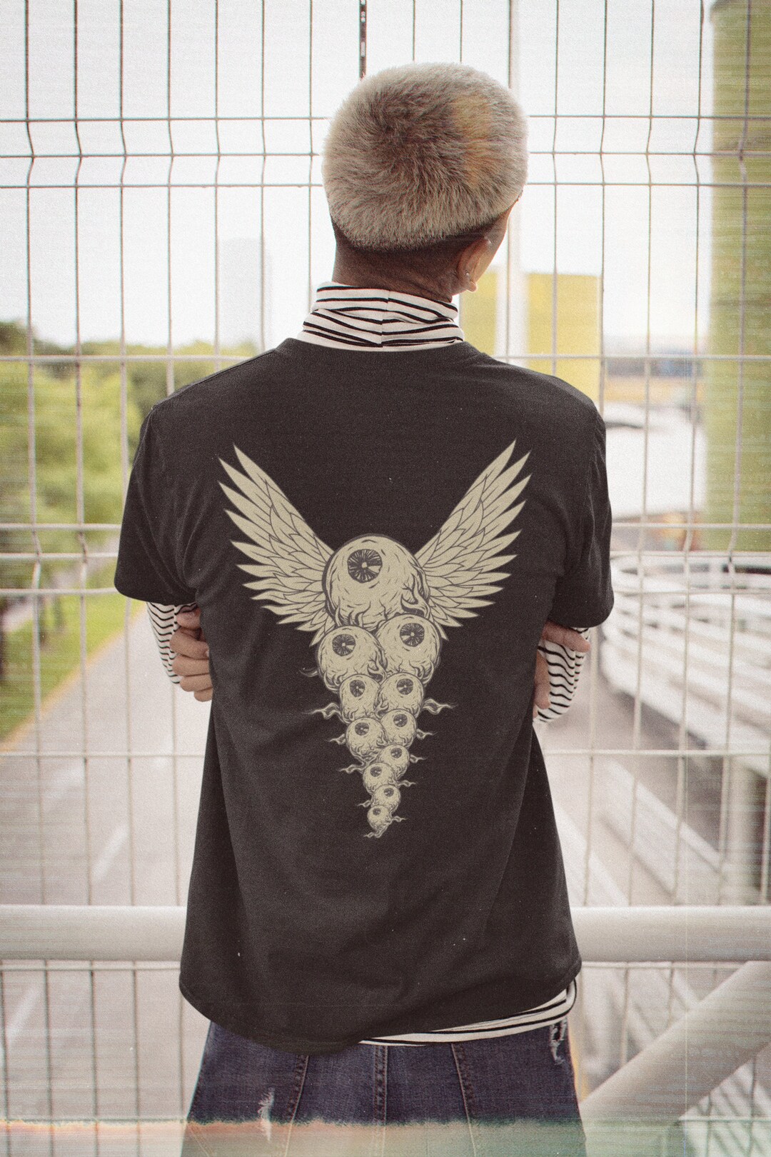 Weirdcore Eyeball Y2K Back Print Shirt, Grunge Clothing, Edgy Horror ...