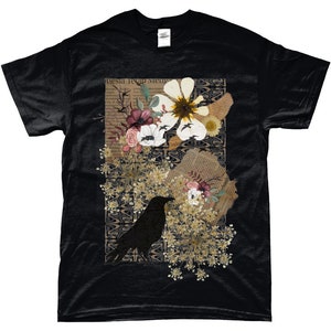 Abstract Art Crow Tshirt, Dark Academia Clothing, Y2k Grunge Clothes ...