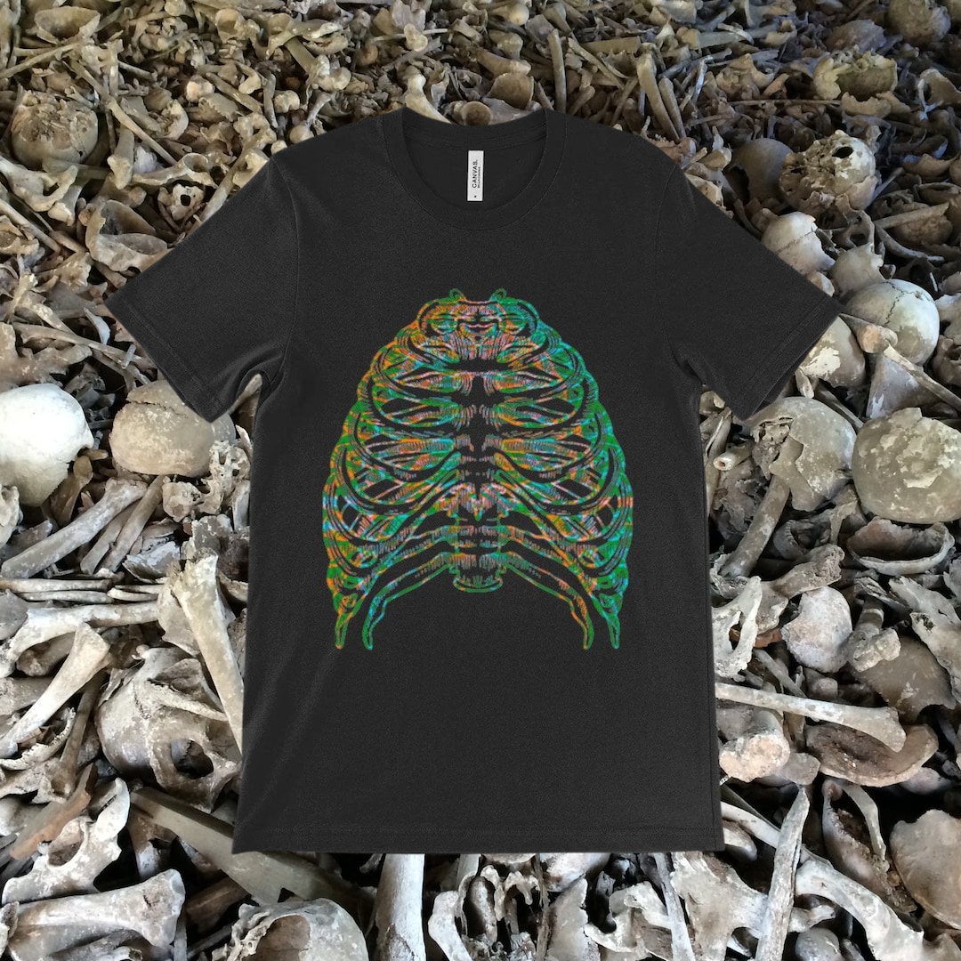 Skeleton Ribs Vintage Style T-shirt, Rib Cage Shirt, Retro Skeleton Tee ...