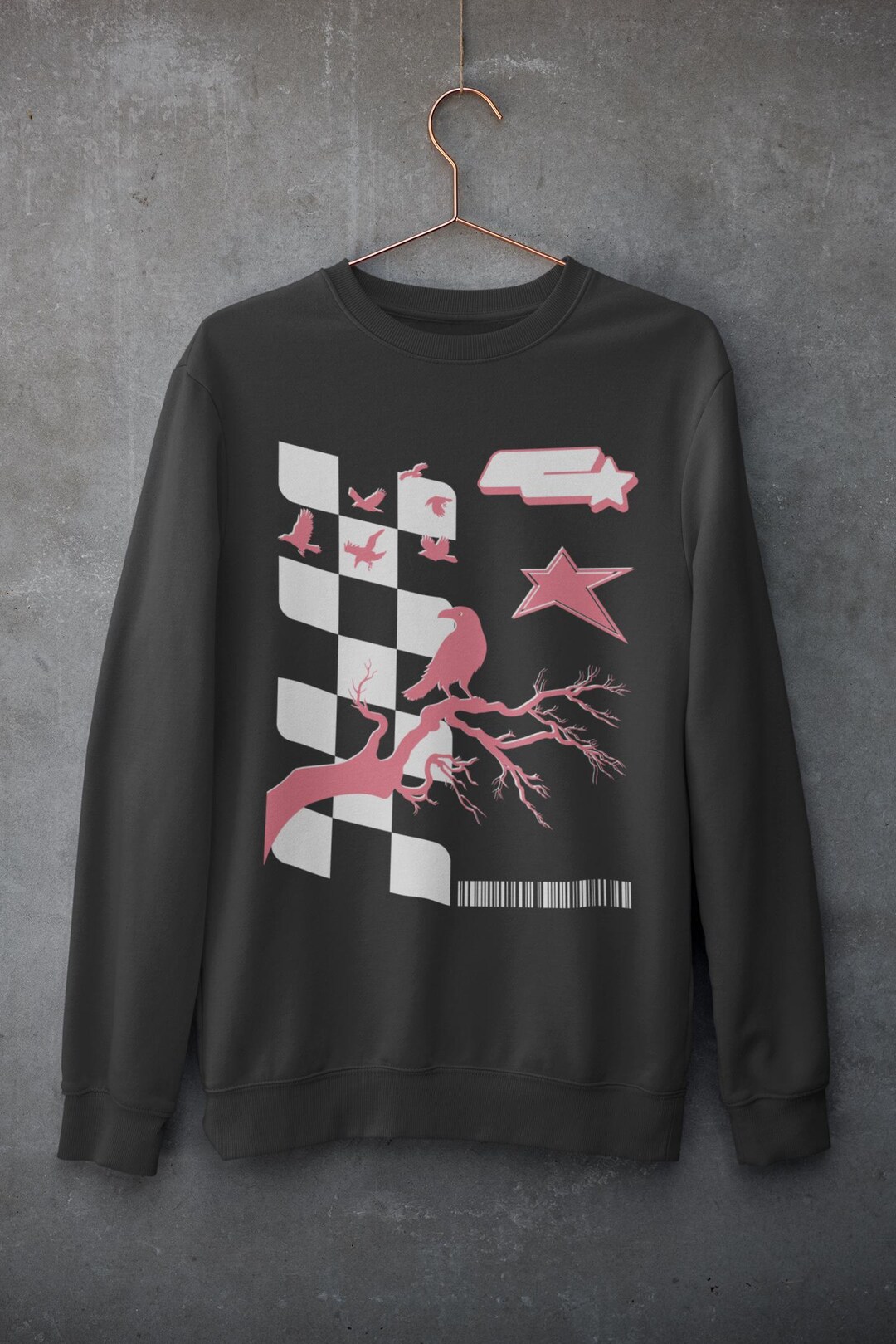 Y2K Crow Sweatshirt, Alt Clothing,y2k Grunge,cyberpunk Streetwear ...