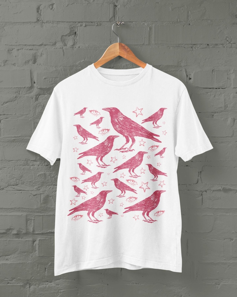Gothic Cottagecore Raven Shirt,weirdcore Y2K Crow Tshirt,alt Clothing ...