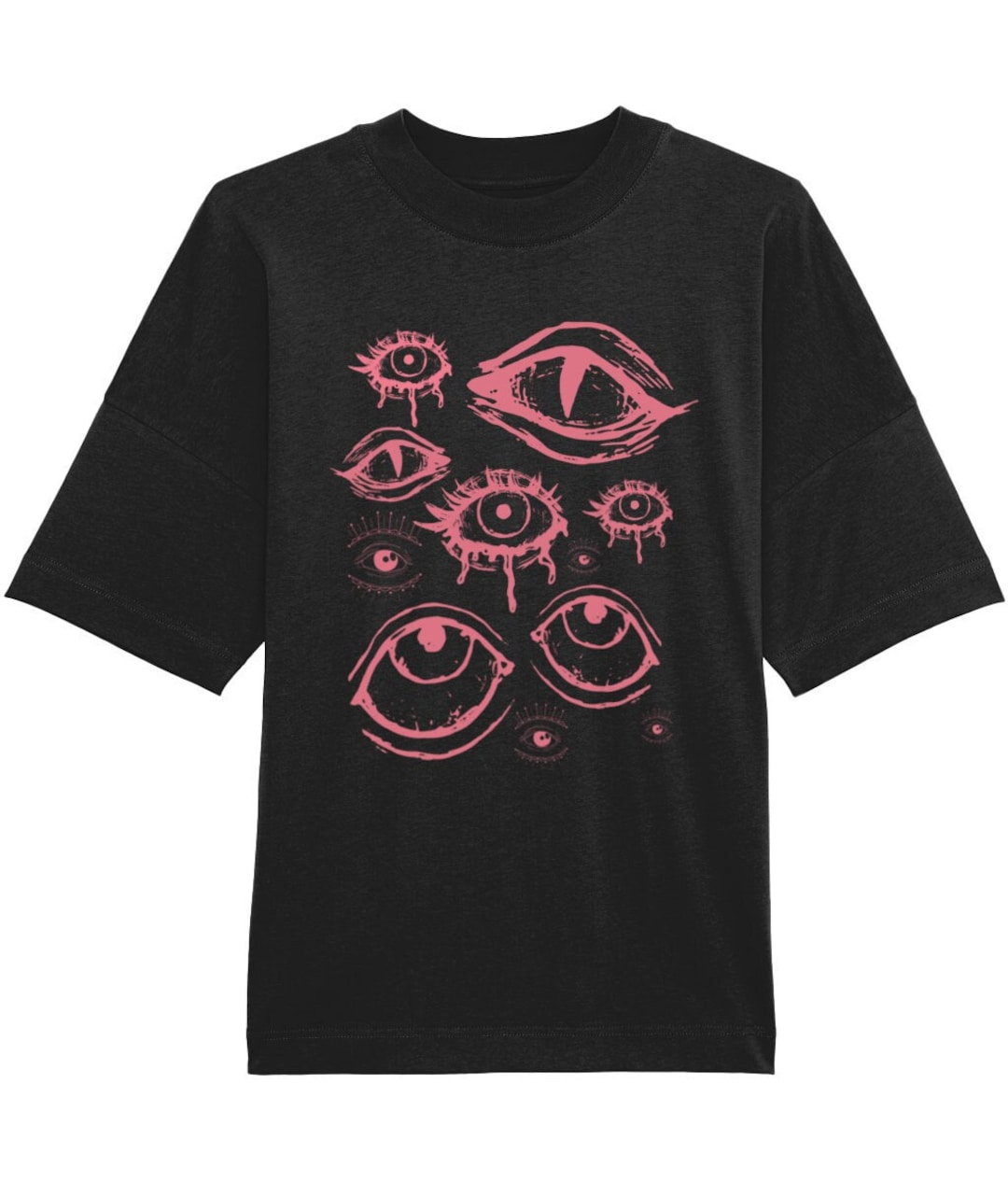 Oversized Drop Shoulder Grunge Clothing Eyes Shirt, Alt Clothing ...