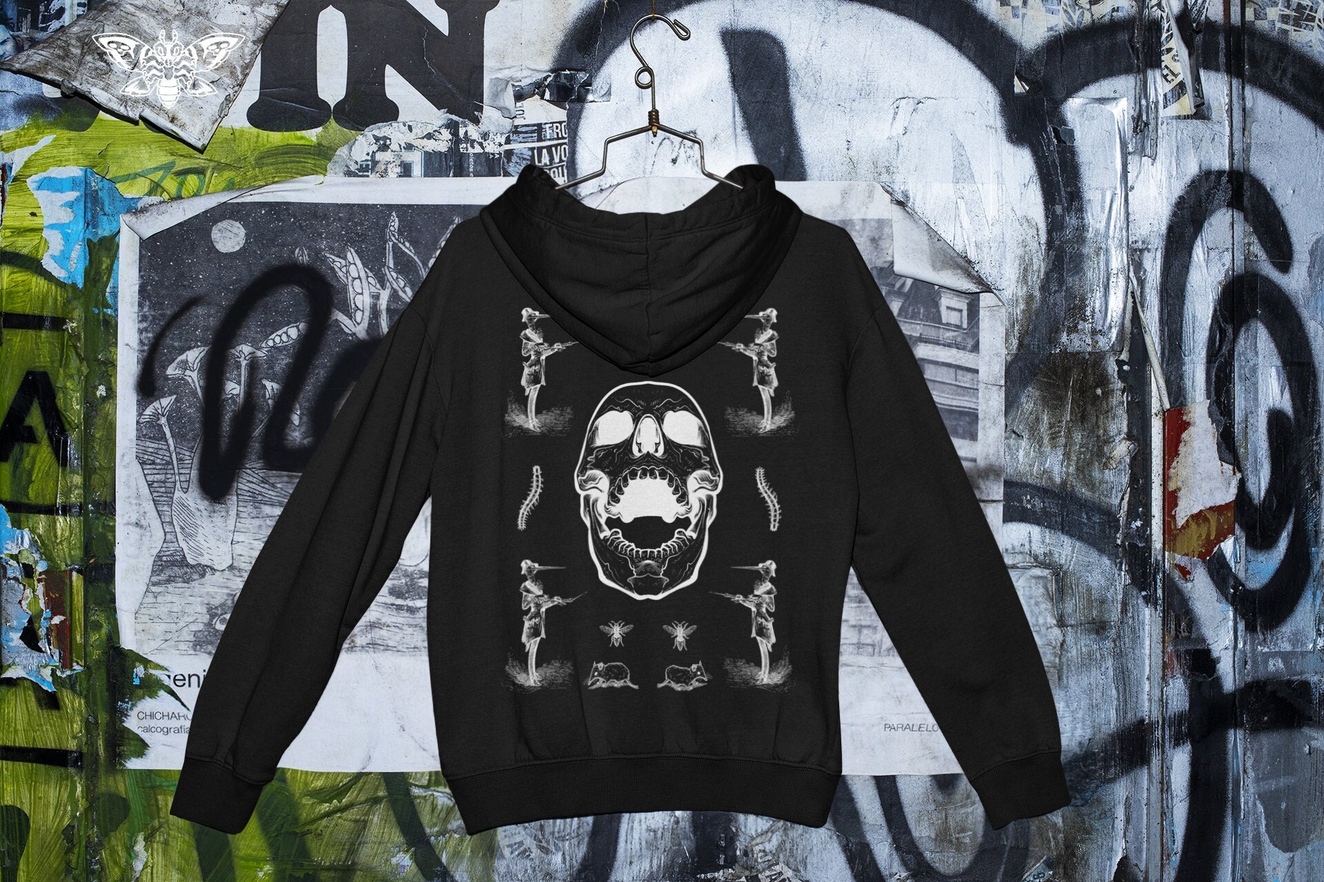 Skull Zip up Hoodie,skull Zipper,grunge Clothing,alt Clothing,dark ...