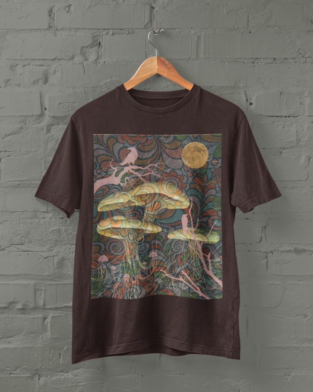 Mushroom Crow Gothic Weirdcore Shirt, Original Abstract Art Tshirt, Y2K ...