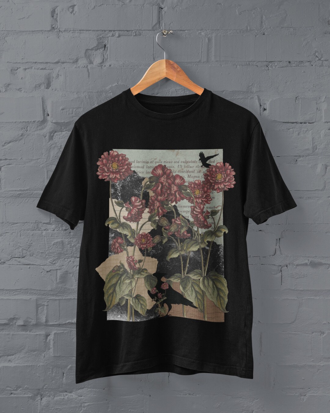 Abstract Art Crow Tshirt, Dark Academia Clothing, Y2k Grunge Clothes ...