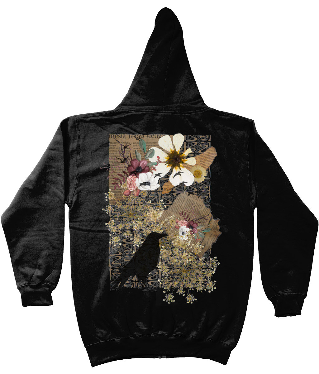 Abstract Art Crow Zipper Hoodie, Dark Academia Clothing, Y2k Grunge ...