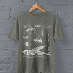 Dark Cottagecore Clothing, Bugs and Fish Shirt, Botanical Grunge ...