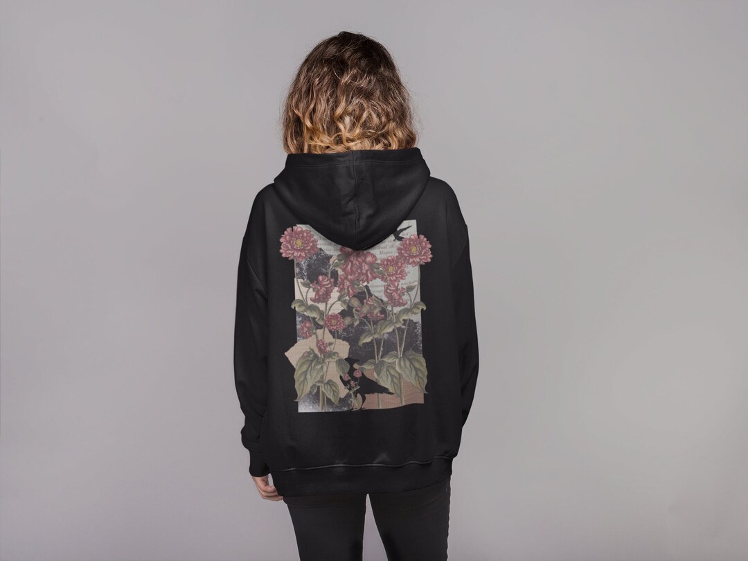 Abstract Art Crow Hoodie, Dark Academia Clothing, Y2k Grunge Clothes ...