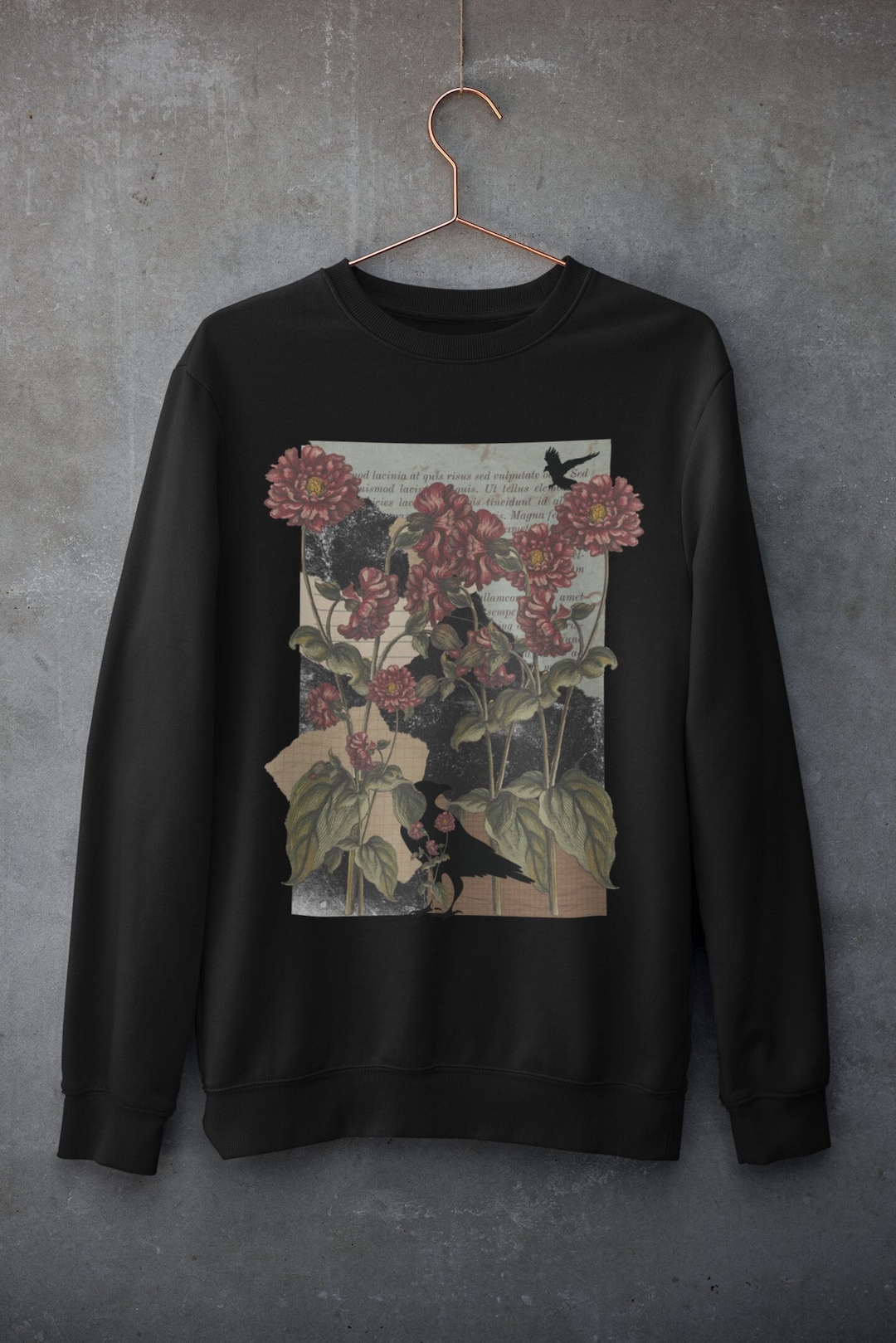Abstract Art Crow Sweatshirt, Dark Academia Clothing, Y2k Grunge ...