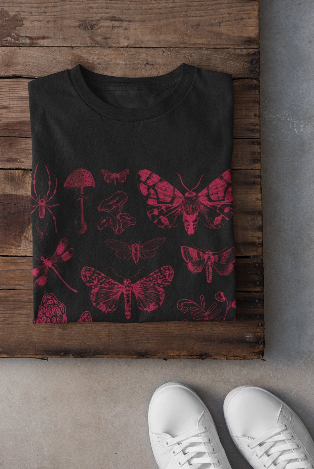 Moths and Mushrooms Tshirt, Moths Tshirt, Grunge Clothing, Cottagecore ...