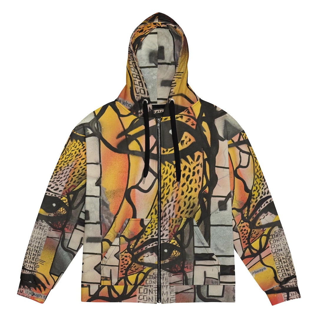 Eyes Art Hoodie, Original One of A Kind Zipper, Weirdcore Clothing ...