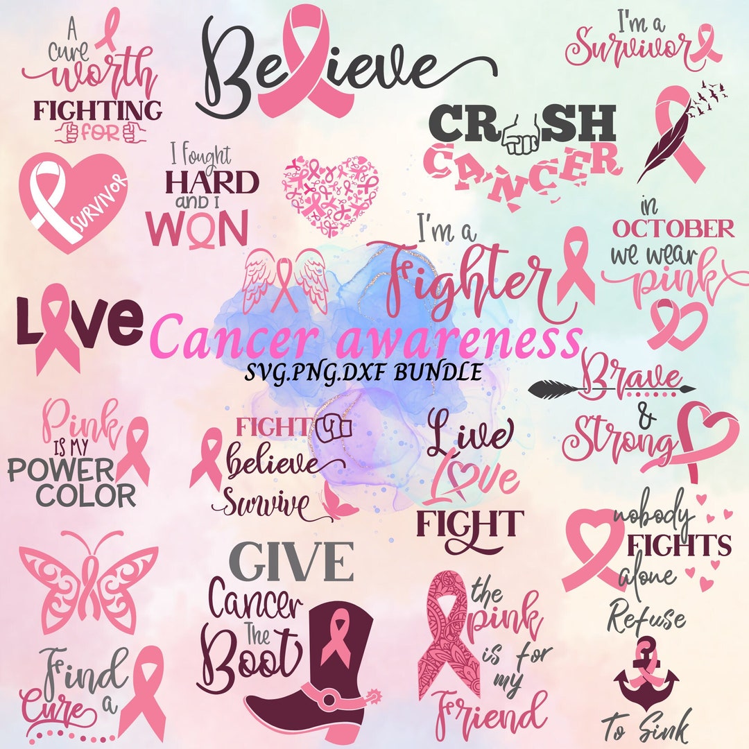 24+ Cancer Awareness SVG PNG DXF Bundle Cut Files - Etsy