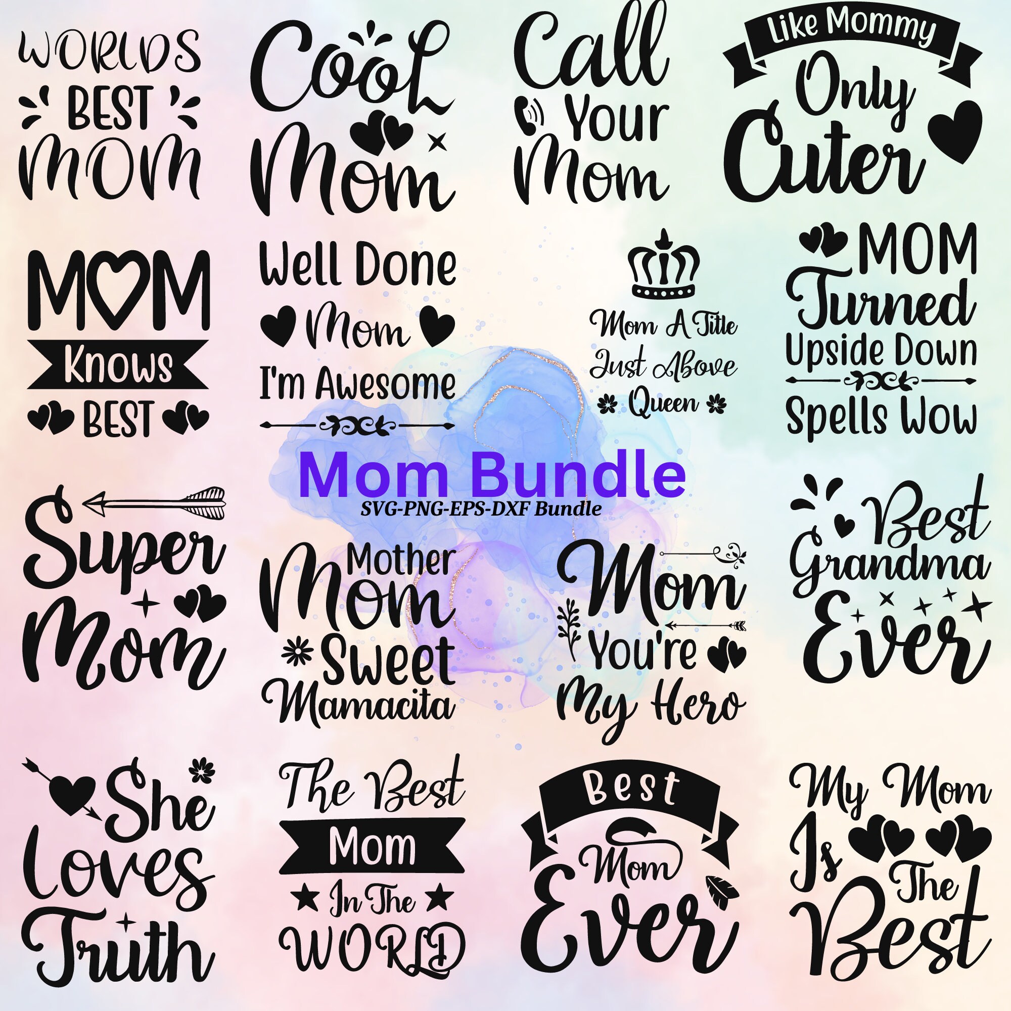 22 Mom,mum,grandma Svg,png,dxf,eps Cut File ' Bundle - Etsy
