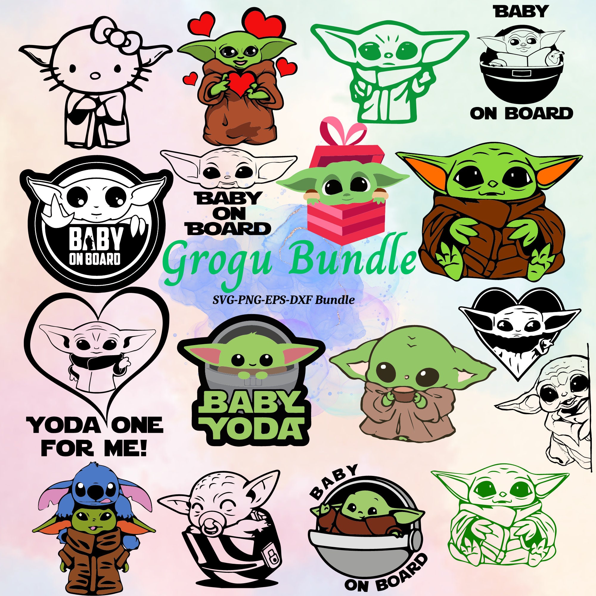 60 Grogu, the Child, Baby Yoda SVG PNG EPS Dxf Cut File Bundle - Etsy