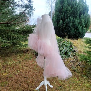 Pink Bridal Ruffle Veil With Blusher: Blush Wedding Veil - Etsy