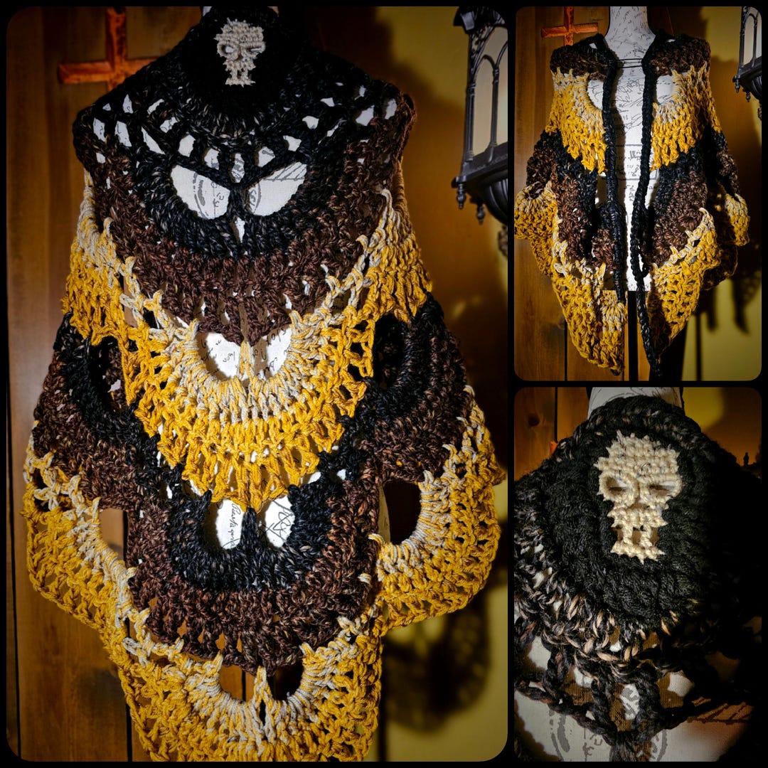 Death's Head Moth Wool Mix Crochet Shawl Hawkmoth Wrap. Free Shawl Pin ...