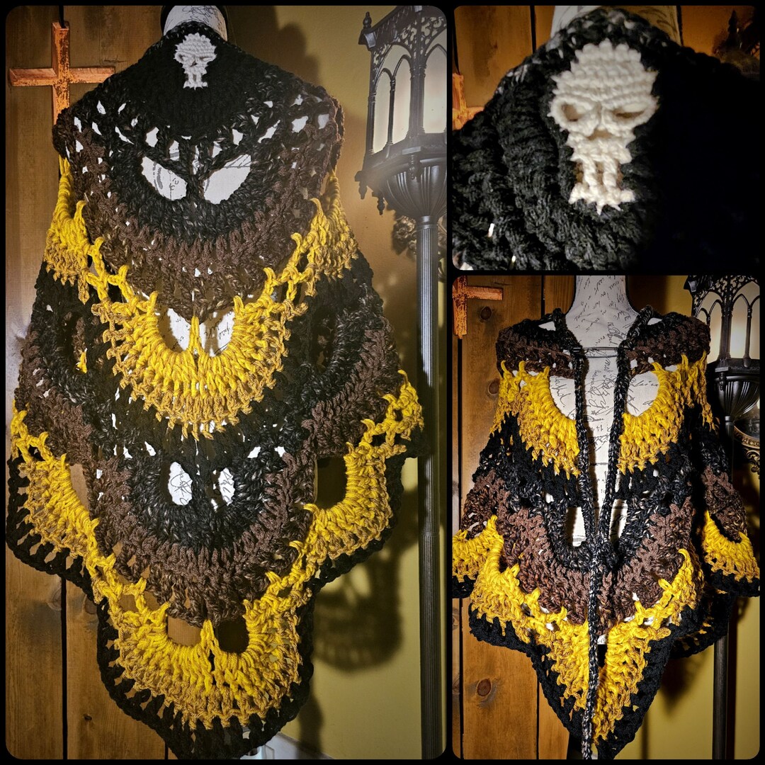 Oversized Wool Mix, High Quality, Death's Head Hawkmoth Crochet Shawl W ...