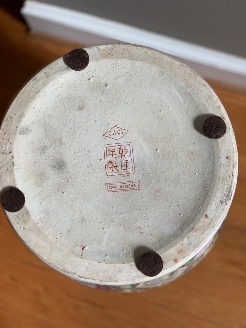 Rose Medallion Famille Rose Foo Lion Temple Jar With Mahogany Stand ...