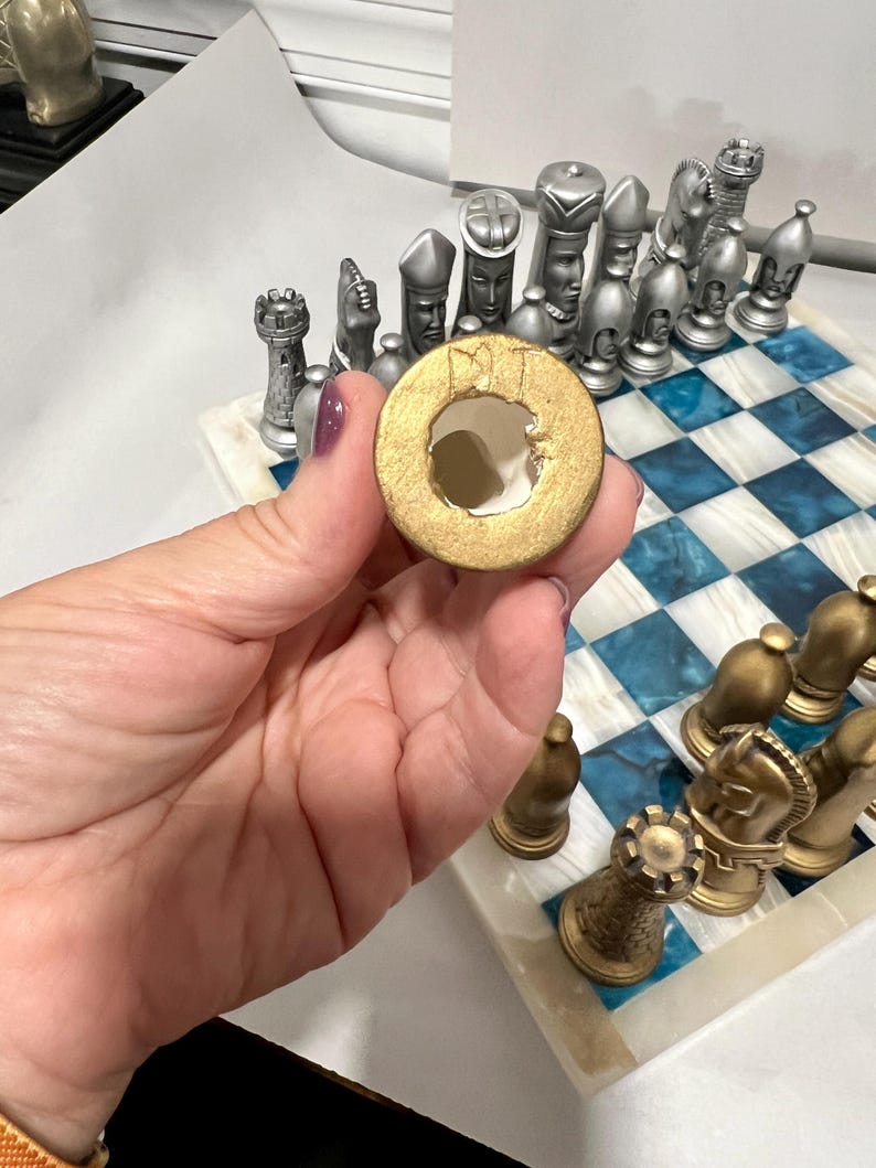 Marble Alabaster Blue & White Chess Board Set - Etsy