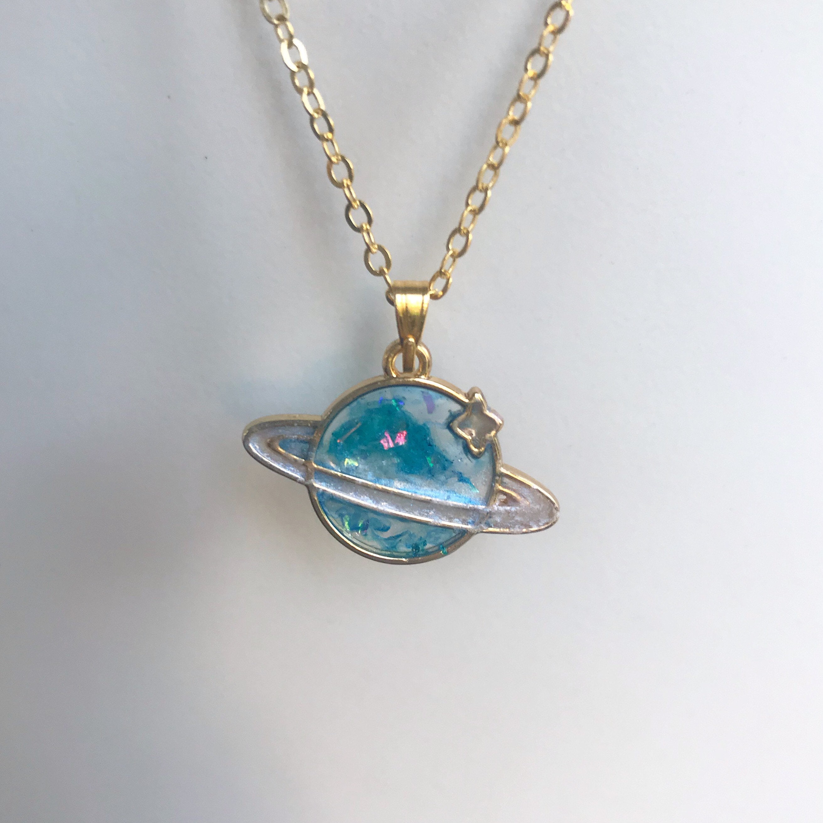 Saturn Planet Handmade Resin Charm Iridescent Glitter - Etsy UK
