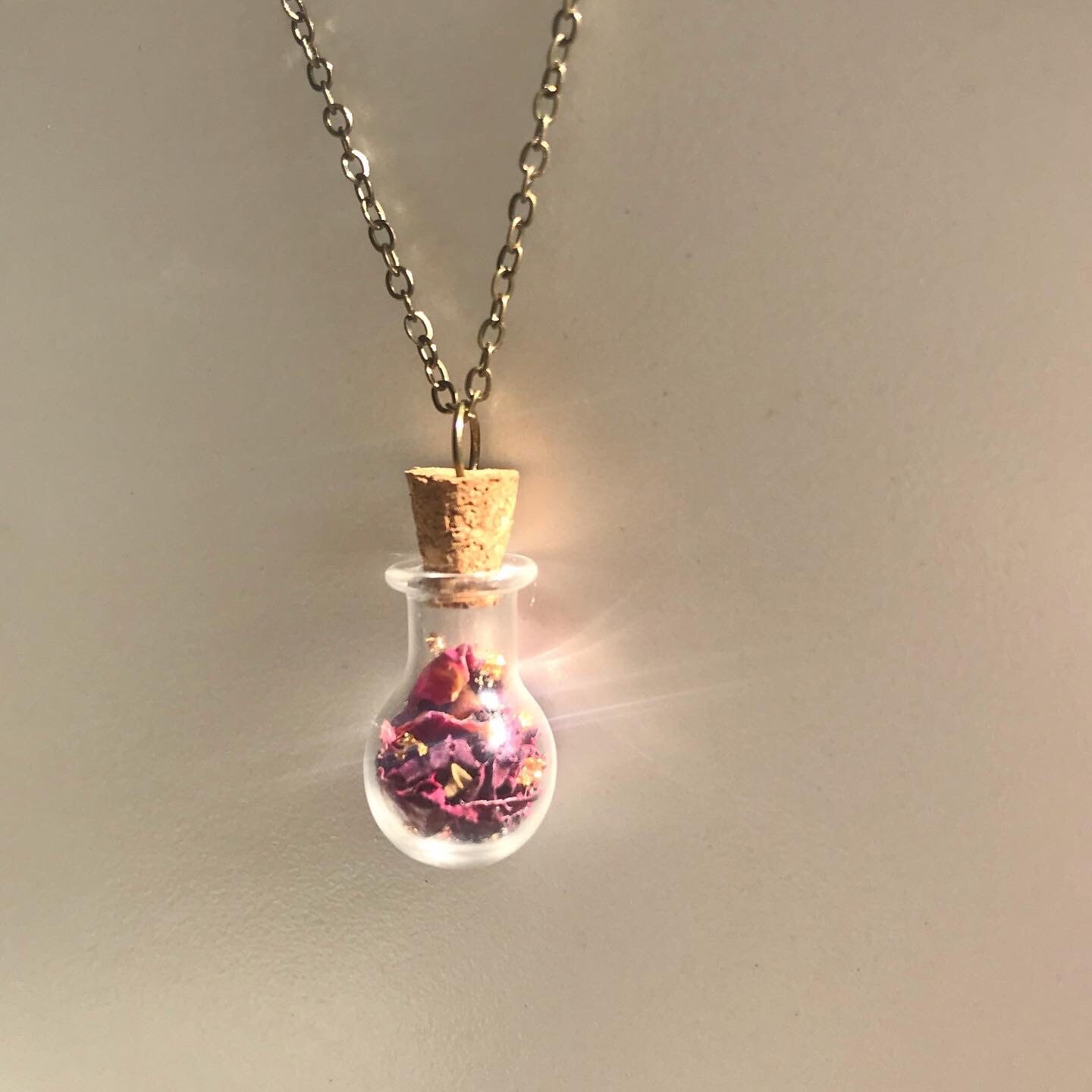 Love Potion Rose Petal and Gold Flake Magic Potion Charm | Etsy