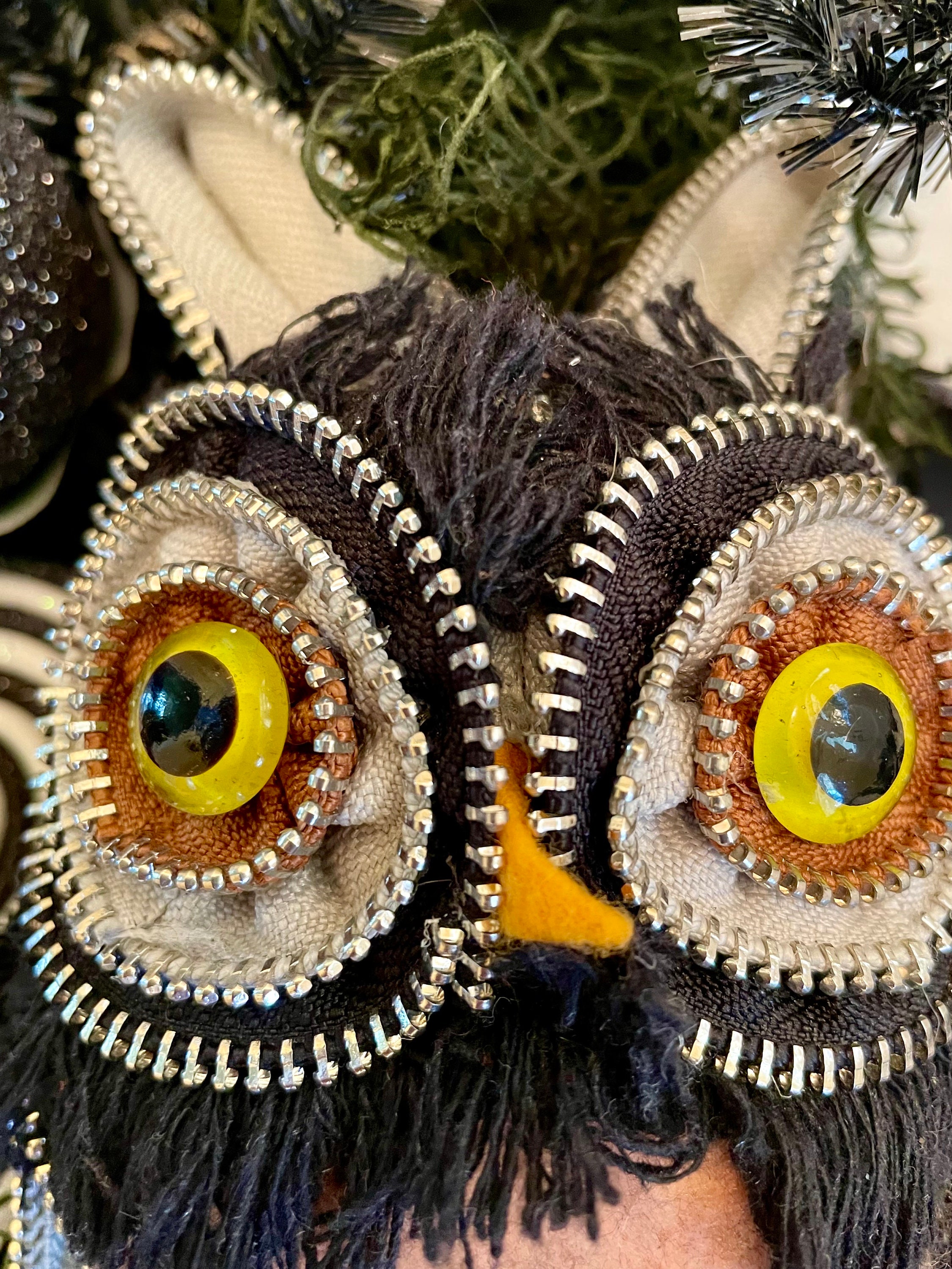 Black and White Halloween Wreath With Owl and “trick or Treat” Sign ...
