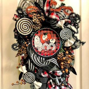 Boo Crew Halloween Swag: Fun Fall Front Door Decor - Etsy