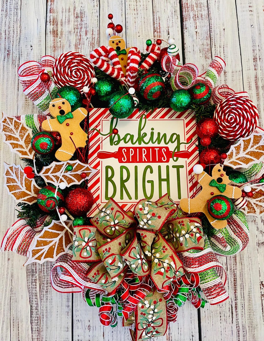 Gingerbread Christmas Wreath: Handmade Holiday Decor With Candy & Bows ...