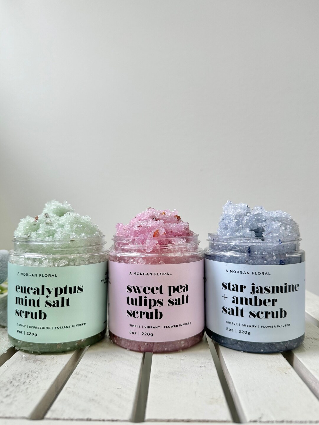 Floral Salt Scrub Set | Handmade Dried Flowers, Spa Gift - Etsy