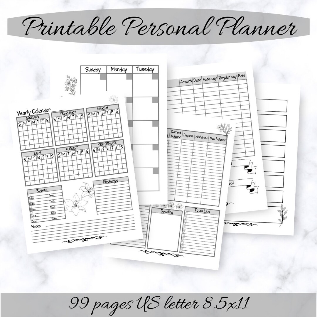 Printable Personal Planner Templates. - Etsy