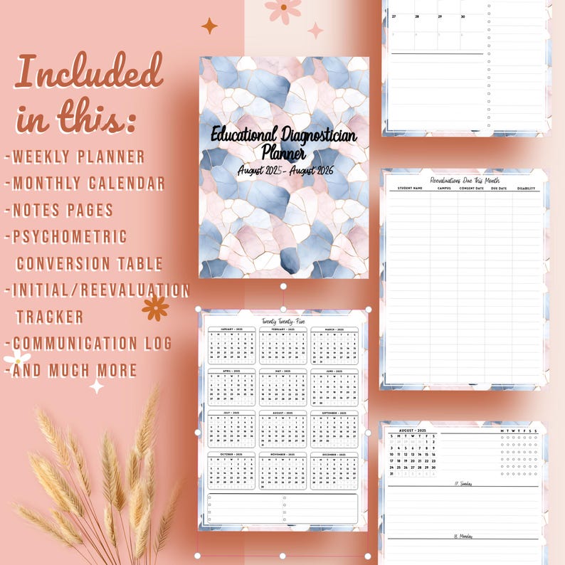Weekly Planner for Educational Diagnosticians | August 2025–august 2026 ...