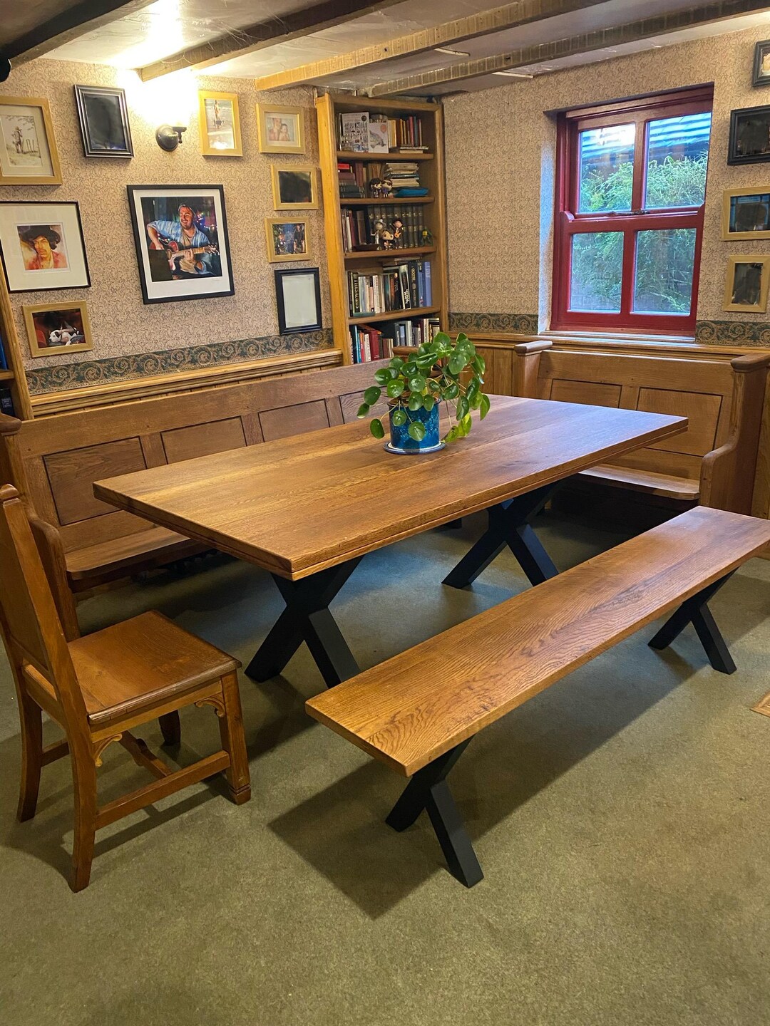 Oak Pew, Dining Table and Bench. All Made From Matching Reclaimed Pews ...