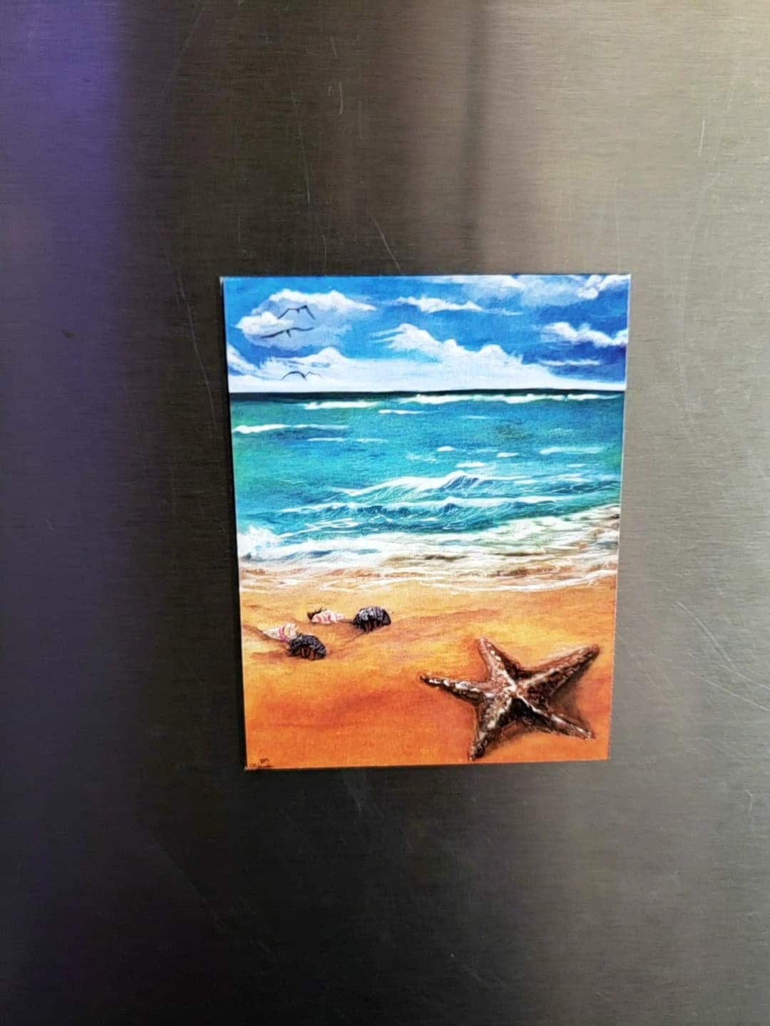 Beach Magnet, Ocean Art, Starfish Magnet, Hermit Crab Magnet, Costa ...