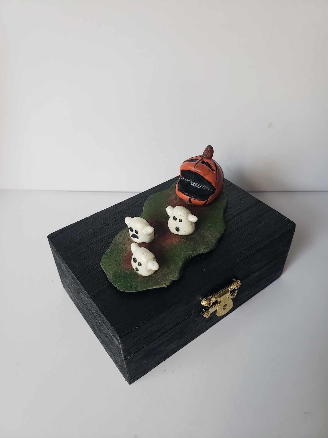 Spooky Jewelry Box, Polymer Clay Pumpkin Chasing Ghosts, Cute Halloween ...