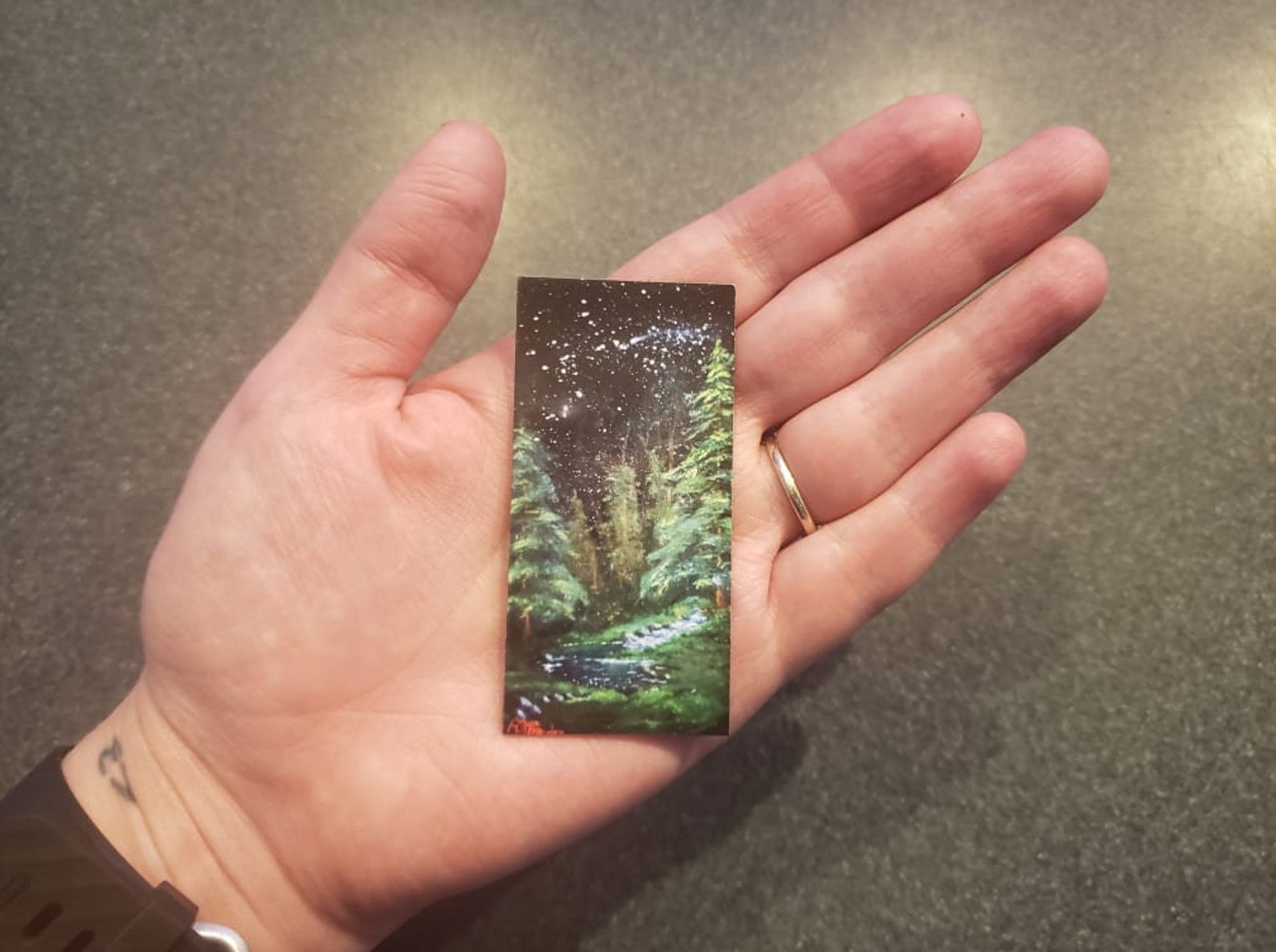 Starry Night With Woods and Stream Magnet, Bob Ross Style Nature Art ...