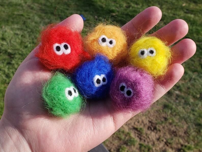 Needle Felted Poof Monsters, Monster in a Jar, Rainbow Monsters ...
