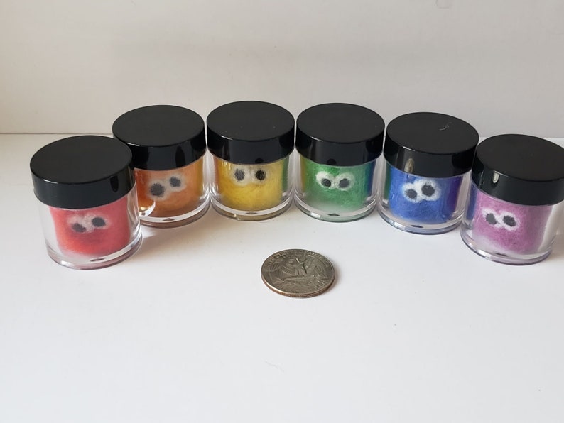 Needle Felted Poof Monsters, Monster in a Jar, Rainbow Monsters ...