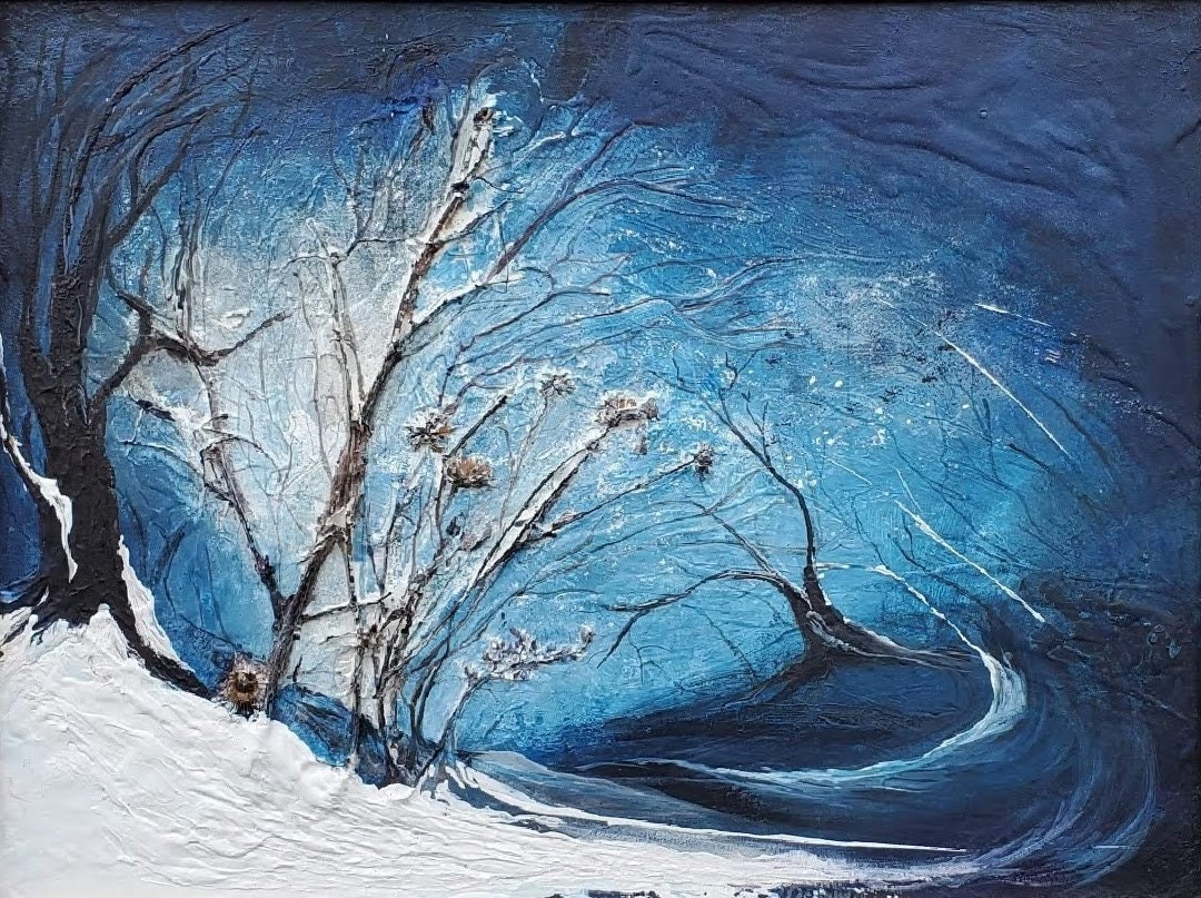 8 X 10 Blue Forest Snow Scene, Creepy Art, Spooky Art, Halloween Art ...