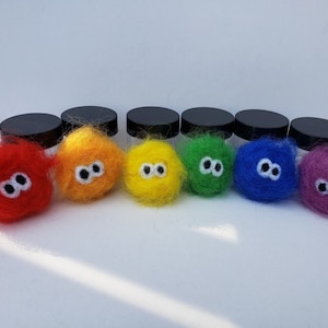 Needle Felted Poof Monsters, Monster in a Jar, Rainbow Monsters ...