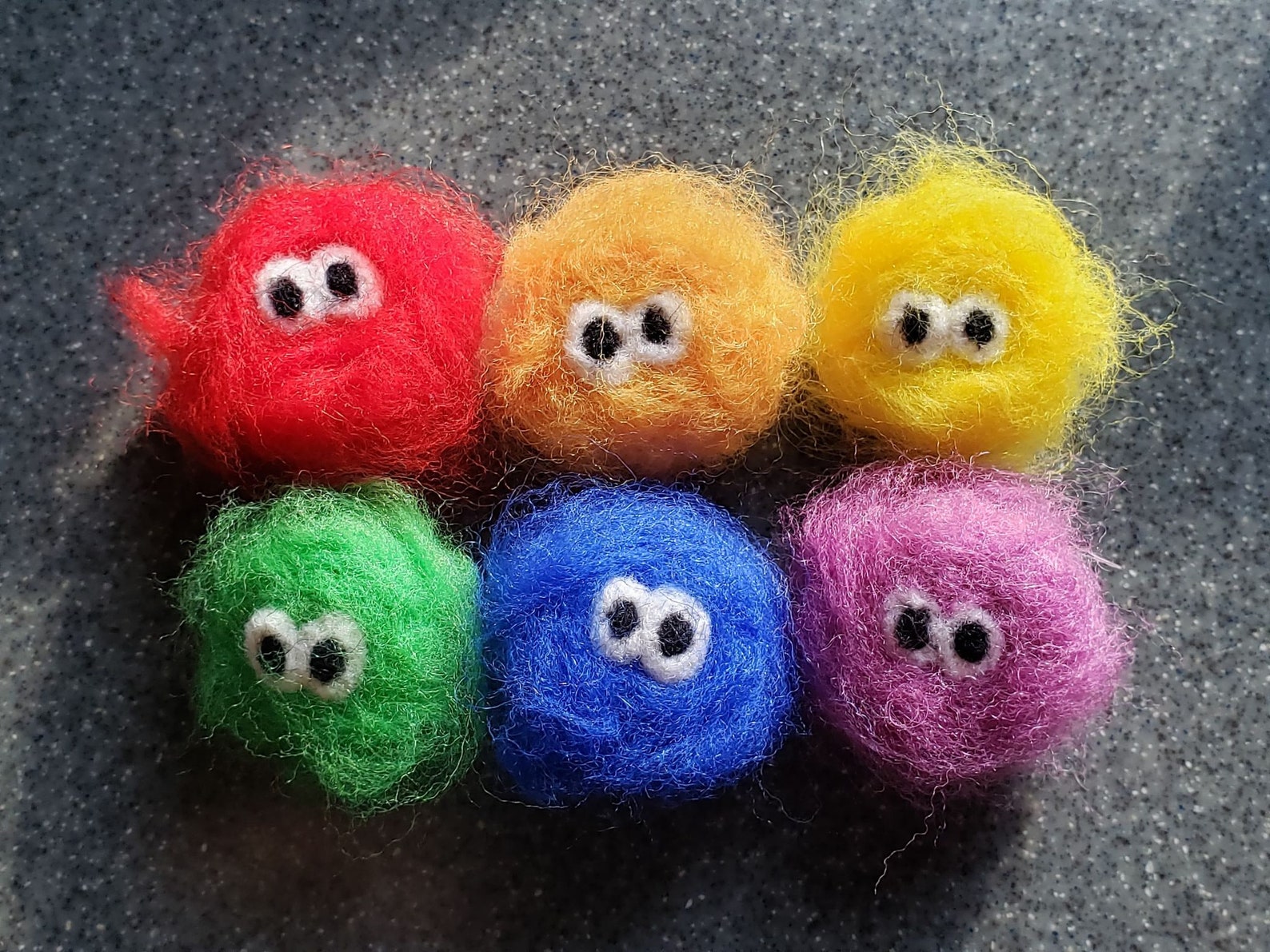 Needle Felted Poof Monsters, Monster in a Jar, Rainbow Monsters ...