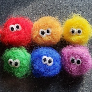 Needle Felted Poof Monsters, Monster in a Jar, Rainbow Monsters ...