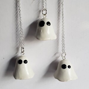 Polymer Clay Ghost Necklace, Cute Tiny Ghost Jewelry, Mini Spooky ...