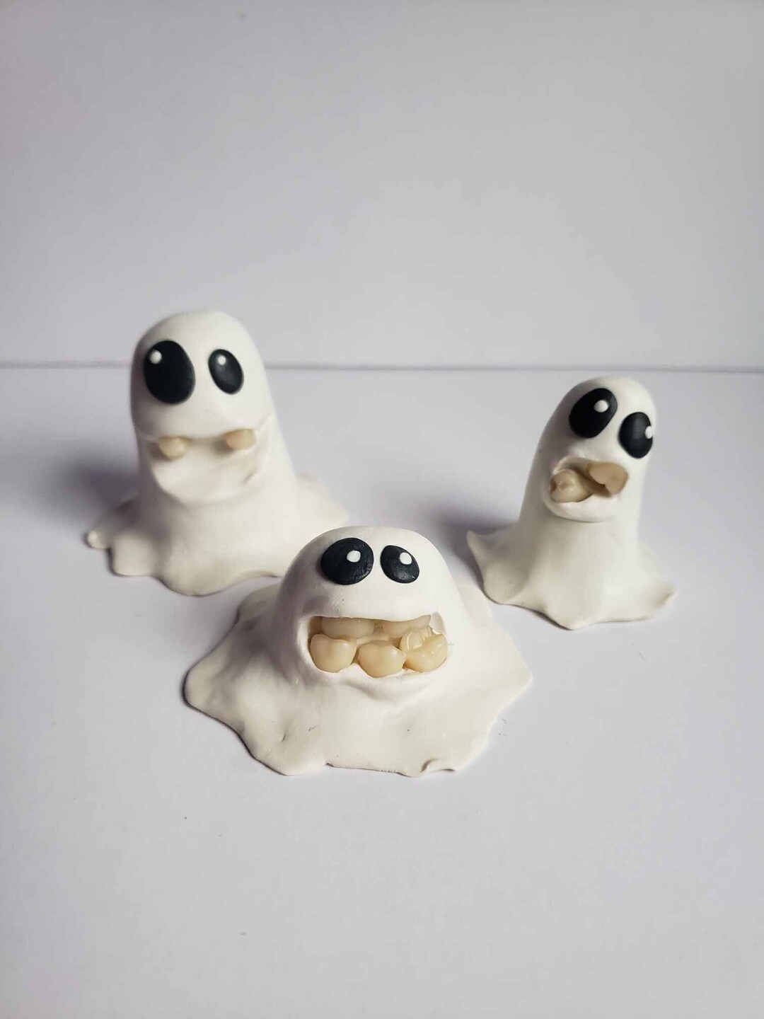 Toothy Ghosts, Silly Polymer Clay Ghost Sculpture, Cute Haunted Item ...