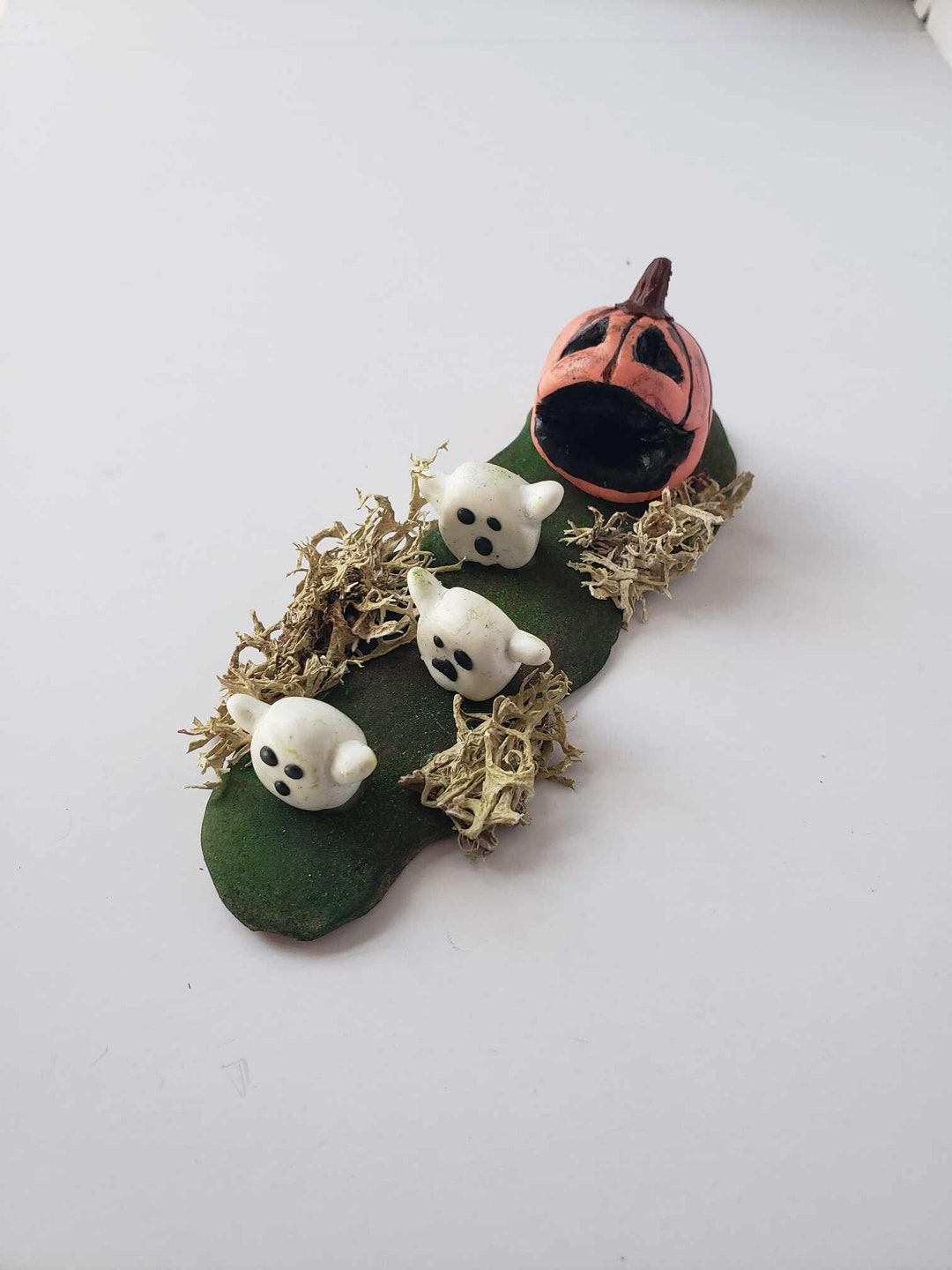 Polymer Clay Pumpkin Chasing Ghosts, Cute Halloween Decoration, Gothic ...