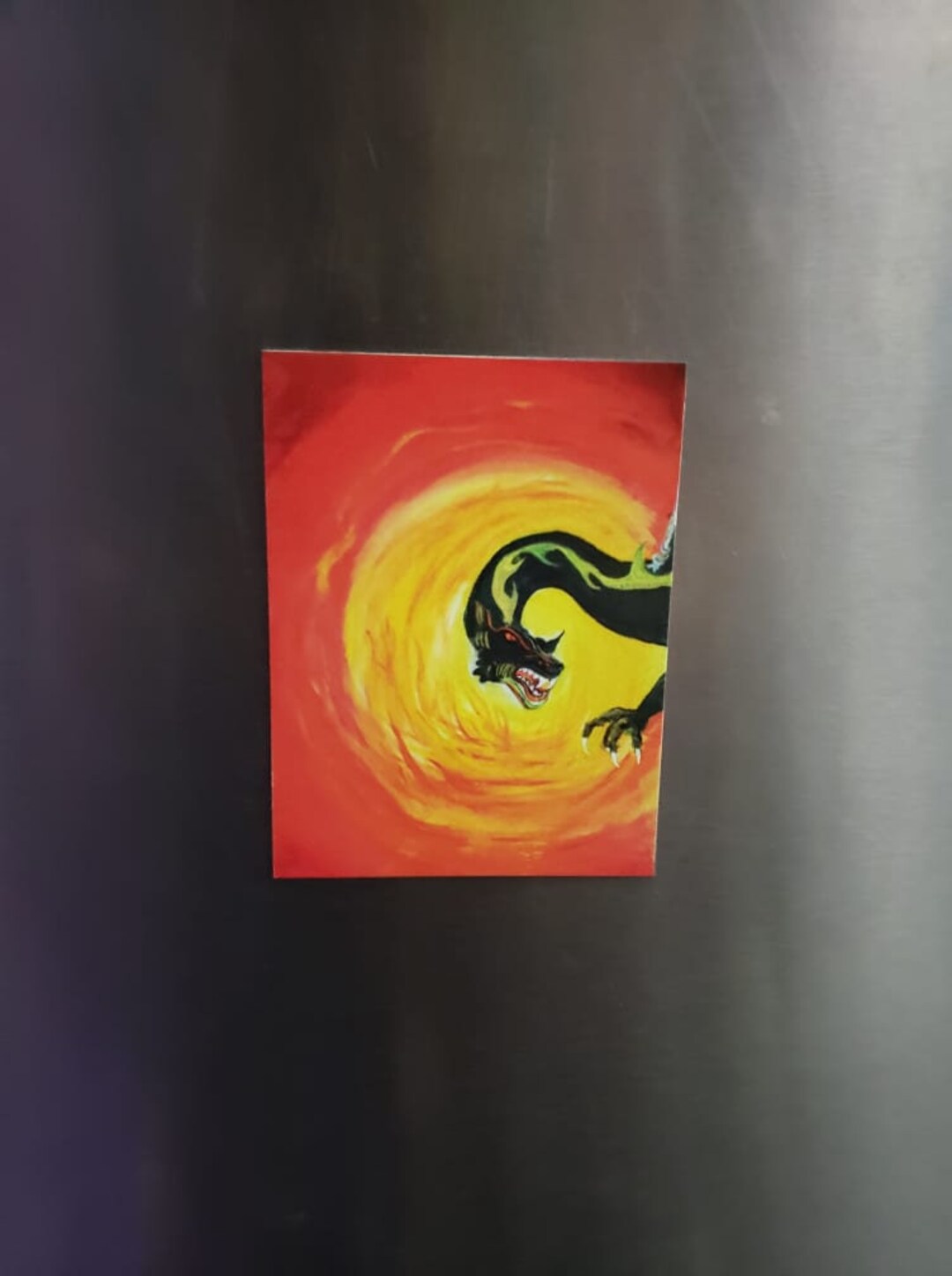 Dragon With Flames Magnet, Sci Fi Fantasy Art Magnet, Mythical Creature ...